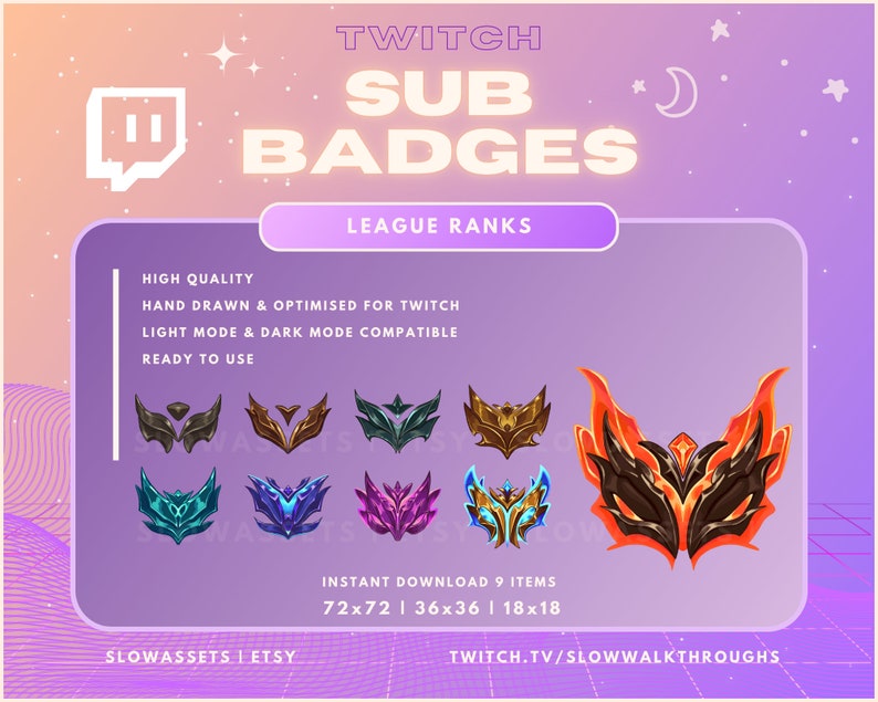 Twitch Sub Badges | League of Legends Ranked Subscriber Badges & Bit ...