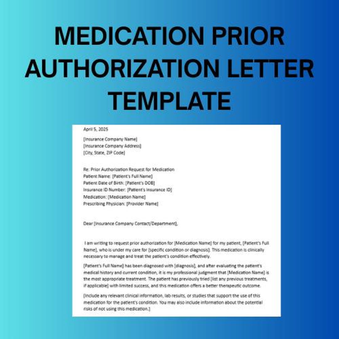 Medication Prior Authorization Letter - Etsy