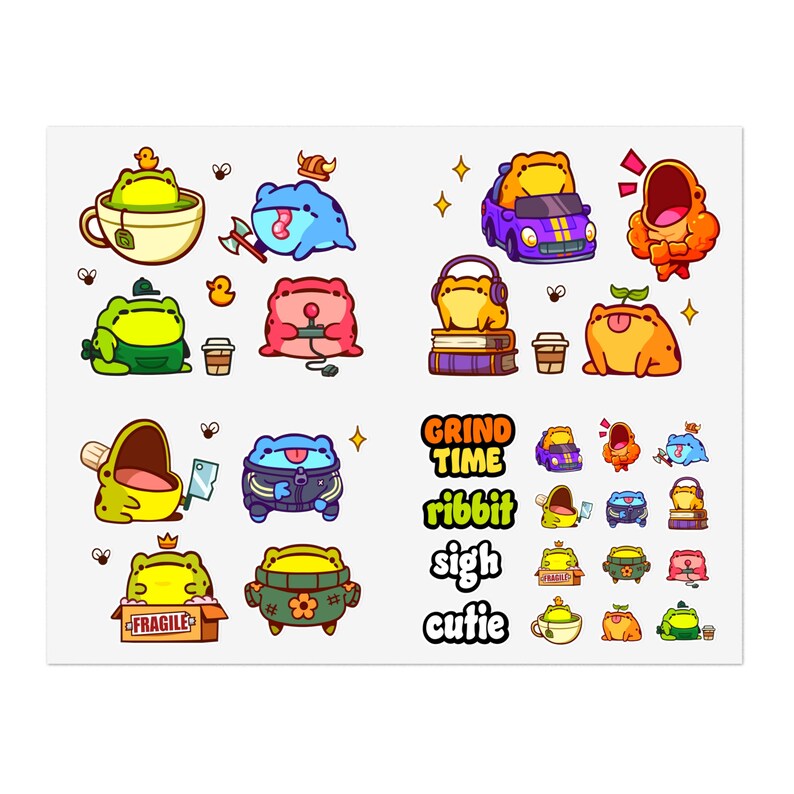 Funny Frog Sticker Sheet | Cute Kawaii Planner Stickers - Etsy