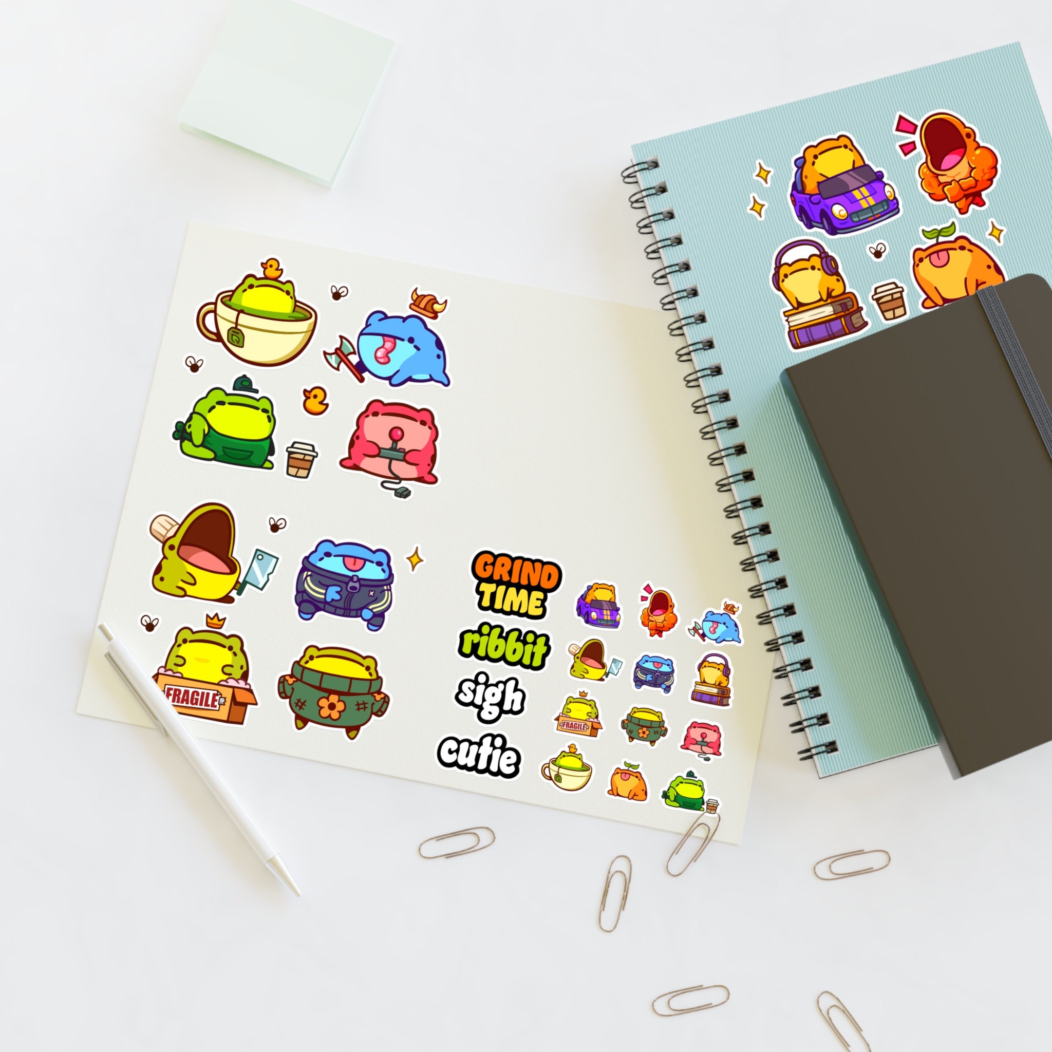 Frog Sticker Sheet | Funny Frog Stickers, Bullet Journal, Stickers ...