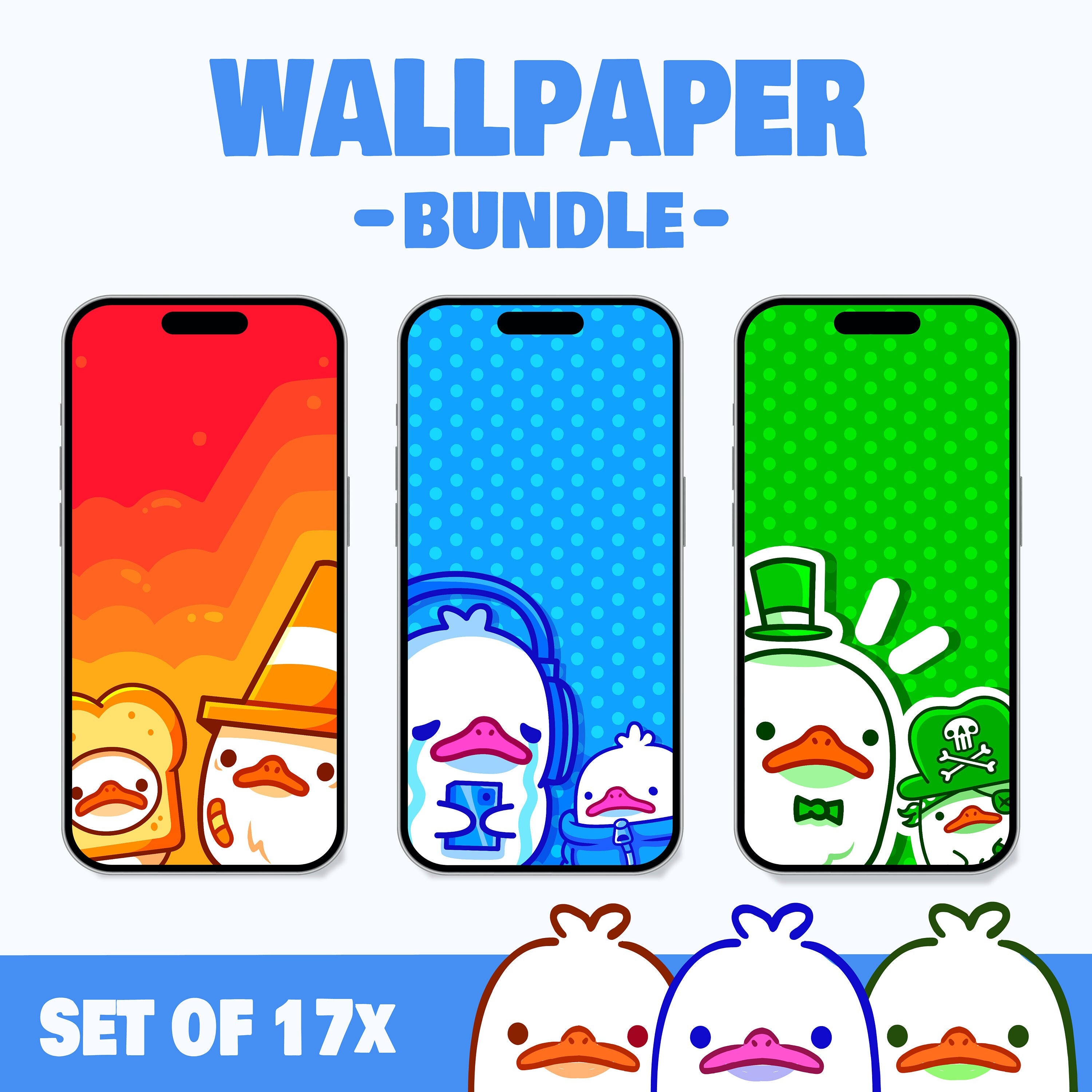 Cute Duck Art Phone Wallpaper Bundle | iPhone & Android (digital ...