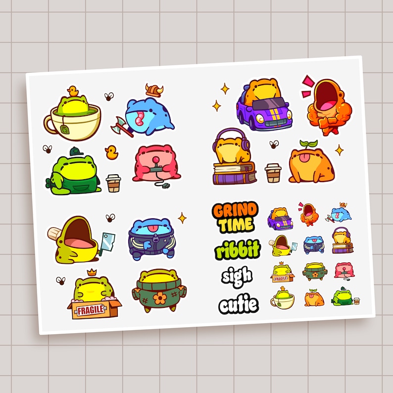 Funny Frog Sticker Sheet | Cute Kawaii Planner Stickers - Etsy