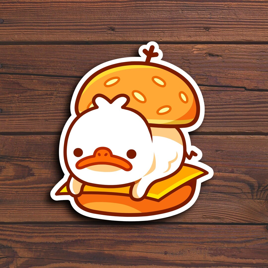 Duck Burger Stickers, Small Duck Sticker, Cute Sticker, Kawaii Stickers ...