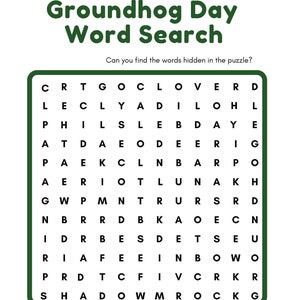 Groundhog Day Word Search & Activity Sheet. Having Fun and Learning ...