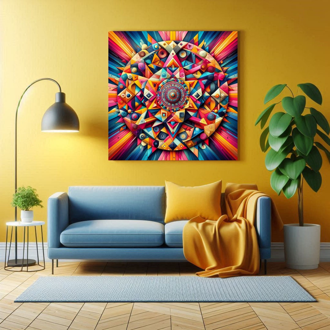 Modern Abstract Geometric Shapes and Patterns Wall Art Wall Decor ...