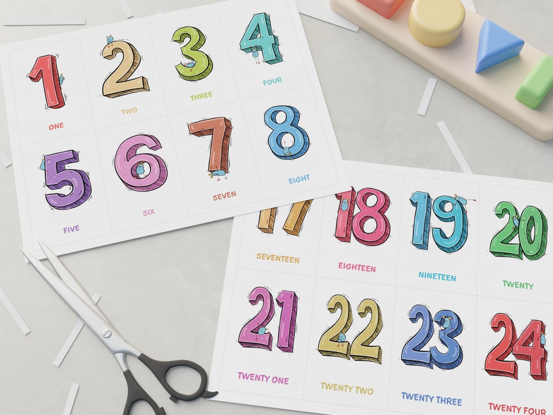 Printable Preschool Flashcards Numbers 1-30 Vibrant Colors - Etsy