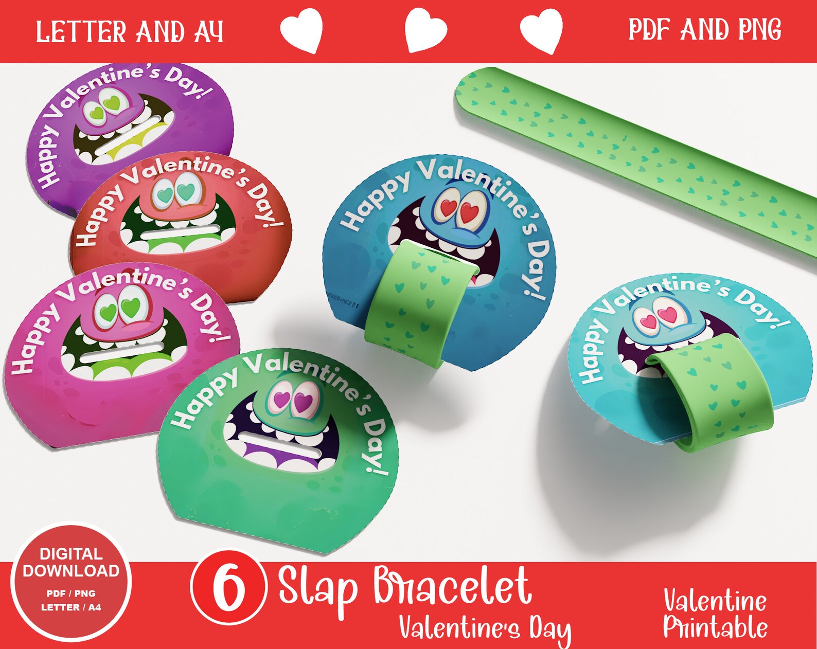 Slap Bracelet Valentine Card, Fun Kids Cards for Classroom Exchange ...