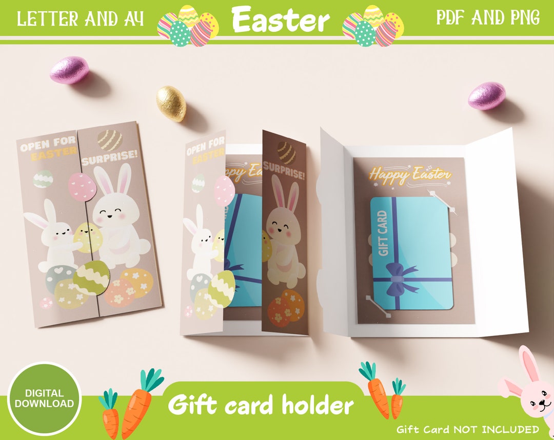 Easter Bunny Gift Card Holder - Printable Foldable Card With Sweet ...