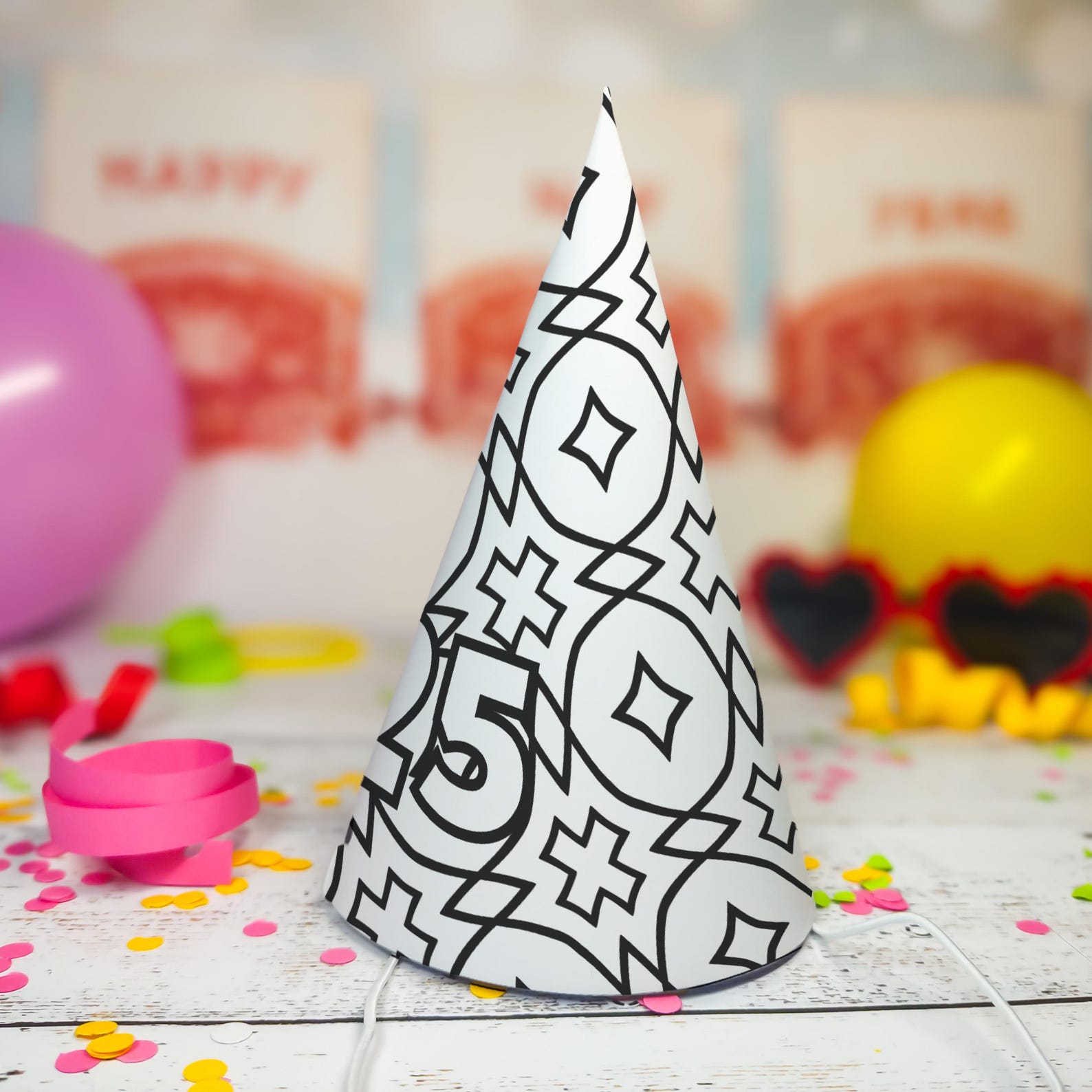 Coloring DIY Kids New Year's Eve Party Hat Printable Craft for ...
