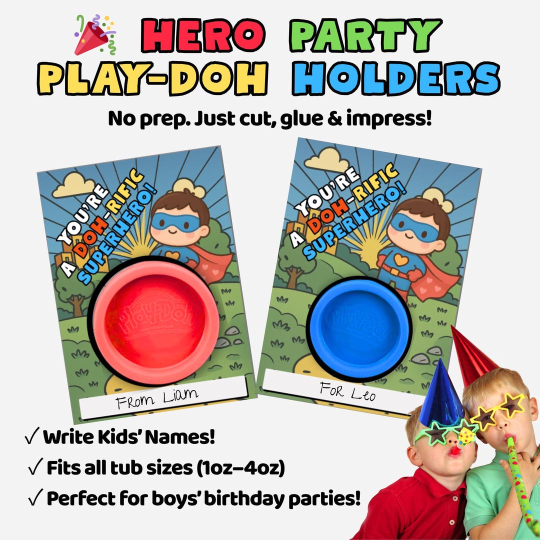 Printable Superhero Play-doh Holder| Blank Space for Name | Boys ...