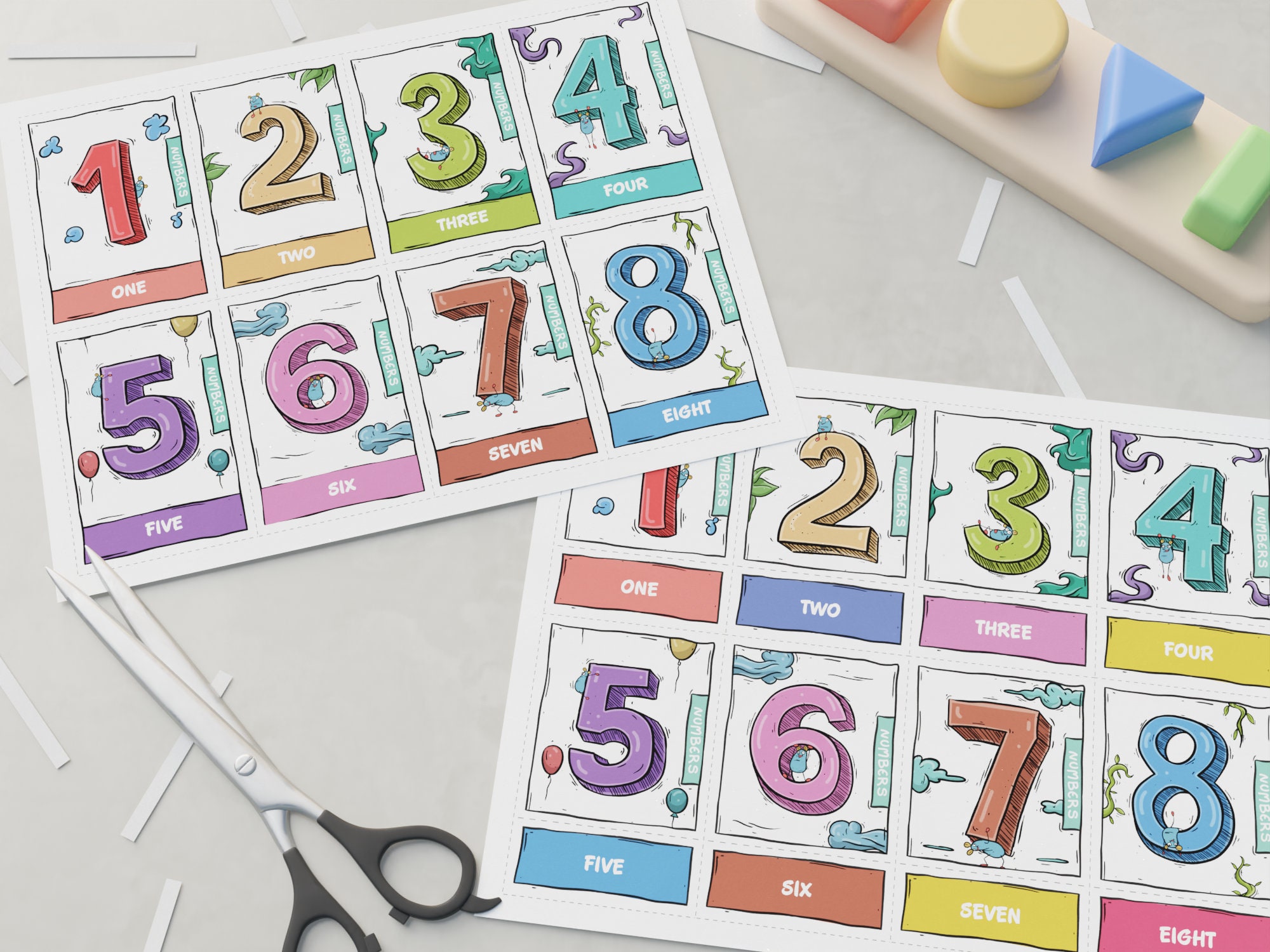 Printable Preschool Flashcards Numbers 1-30 Vibrant Colors Two Sets ...
