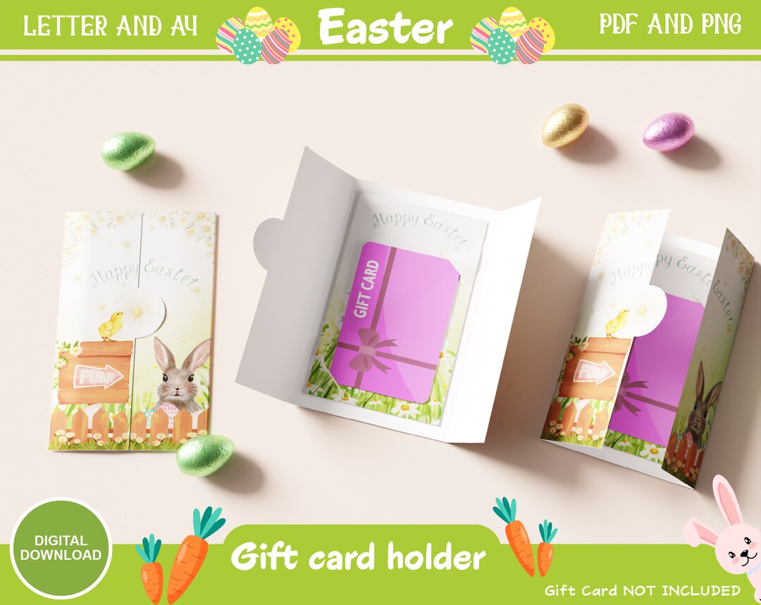 Easter Bunny Gift Card Holder - Printable Foldable Card With Sweet ...