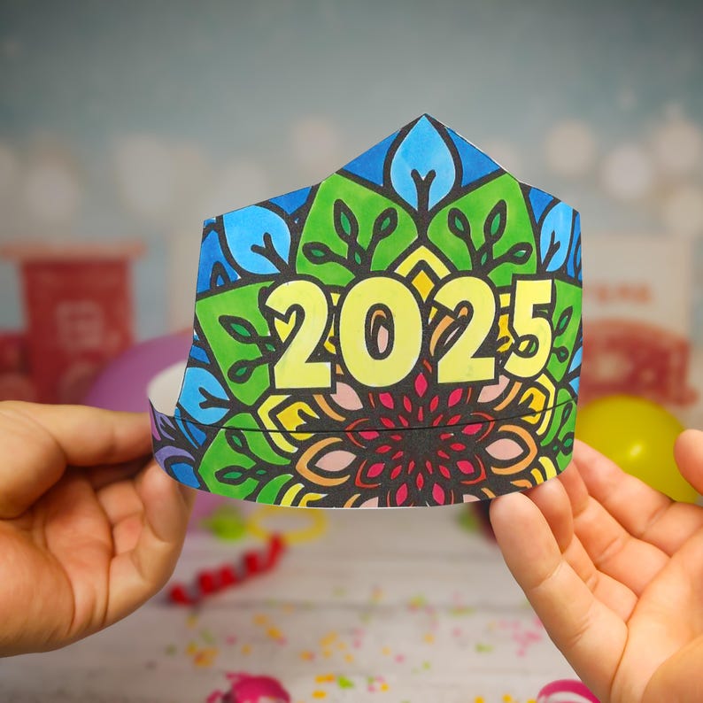 Coloring DIY Kids New Year's Eve Party Hat Printable Craft for ...