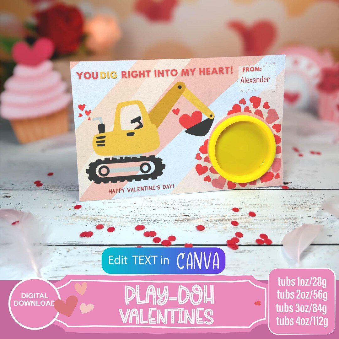 Editable Play-doh Truck Valentine's Holder, Non-candy Classroom Gift ...