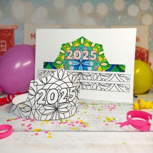 Coloring DIY Kids New Year's Eve Party Hat Printable Craft for ...