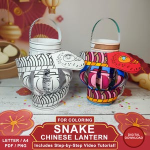 Coloring Chinese New Year Paper Lantern Craft Kit, Printable DIY ...