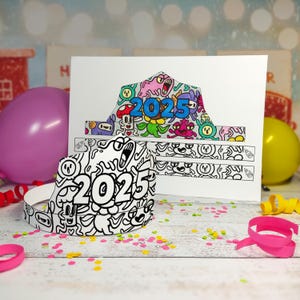 Coloring DIY Kids New Year's Eve Party Hat Printable Craft for ...