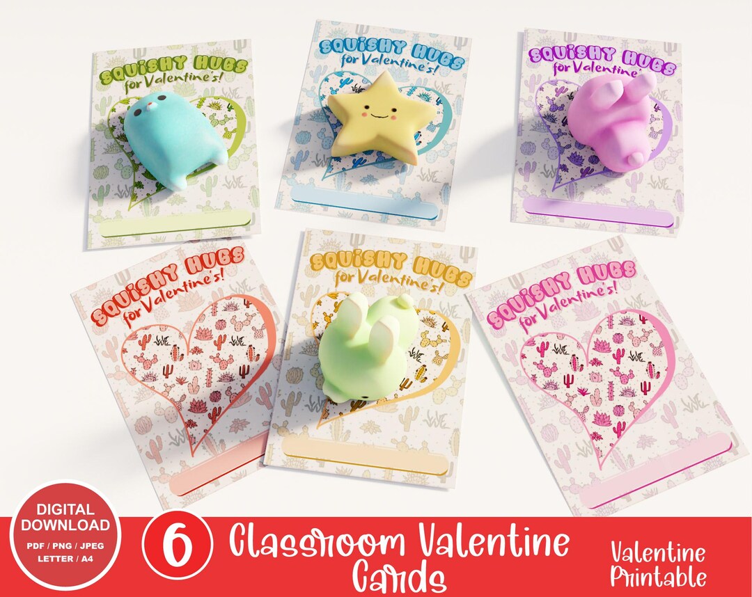 Squishy Smiles: Classroom Valentine Cards With Mochi Squishy Gift, Non ...