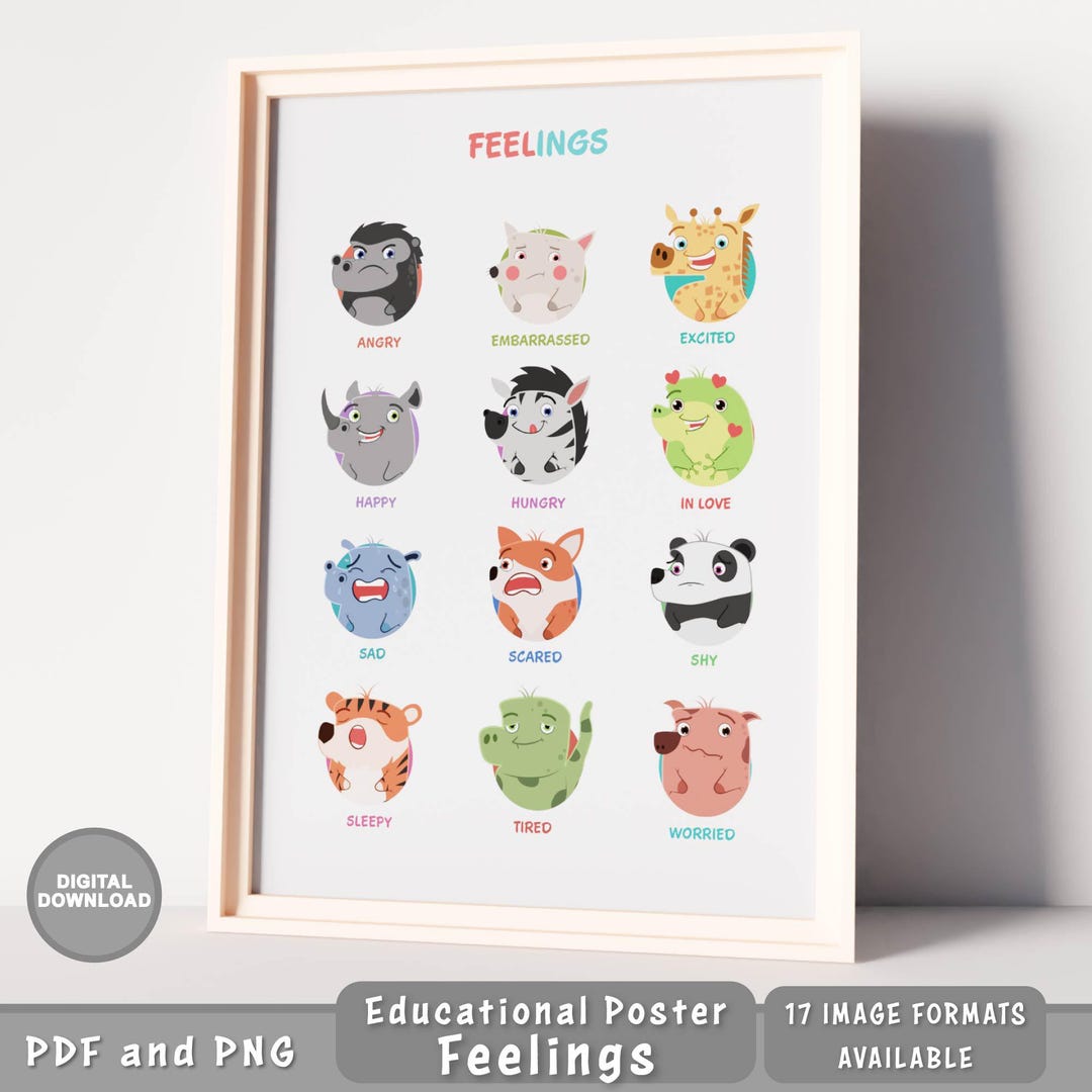Animal Emotion Explorer Kids' Emotional Learning Art Nursery Printable ...