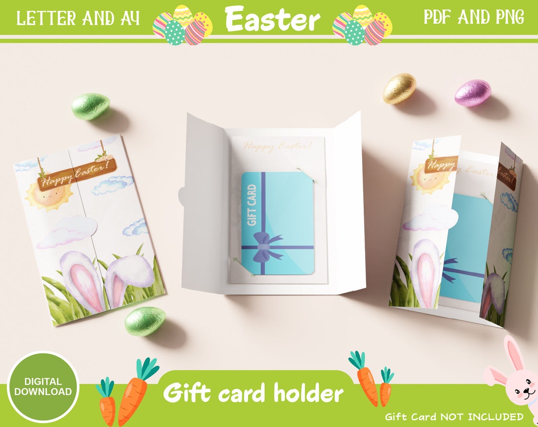 Easter Bunny Gift Card Holder - Printable Foldable Card With Sweet ...