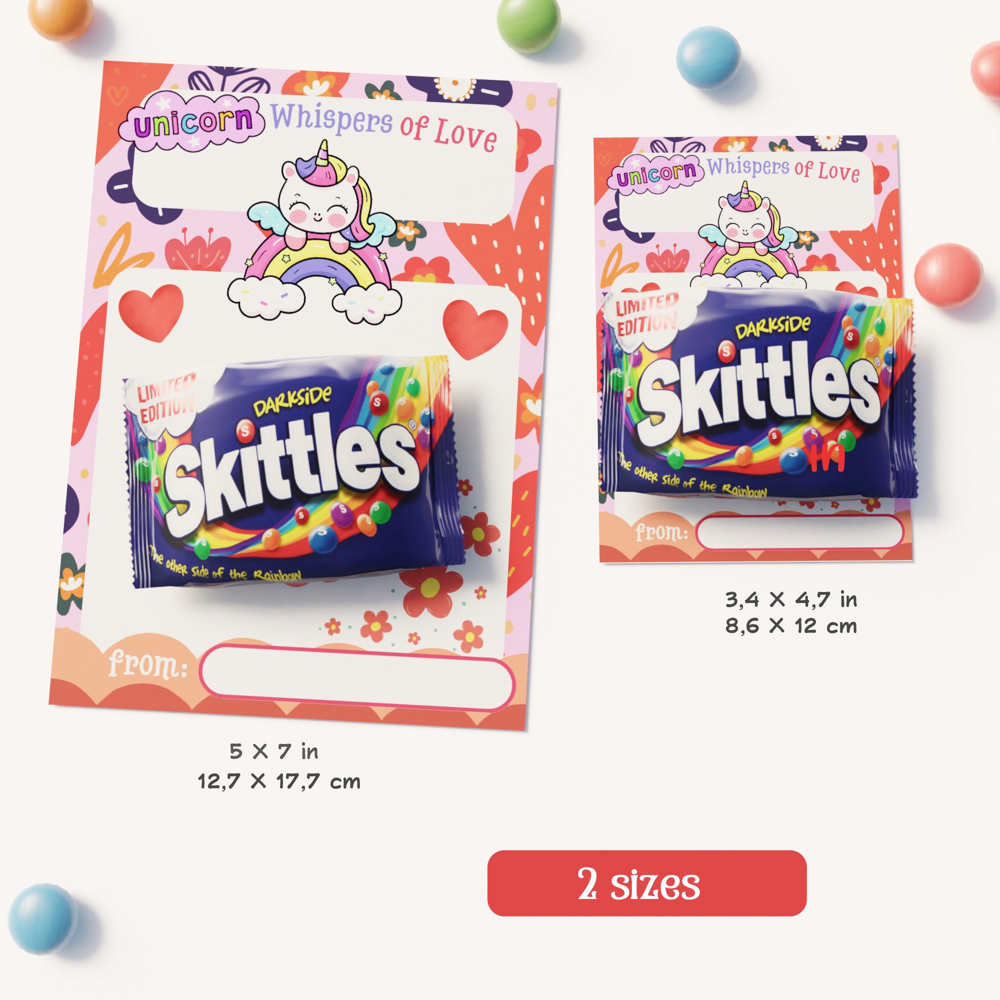 Sweet Rainbow Wishes Printable Skittles-themed Valentine's Cards, Share ...