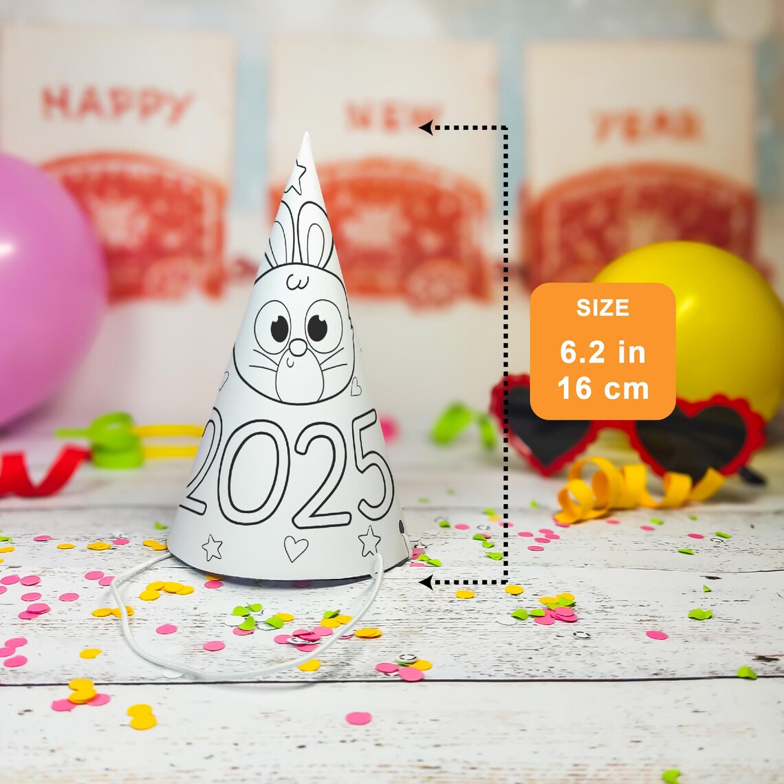 Coloring DIY Kids New Year's Eve Party Hat Printable Craft for ...