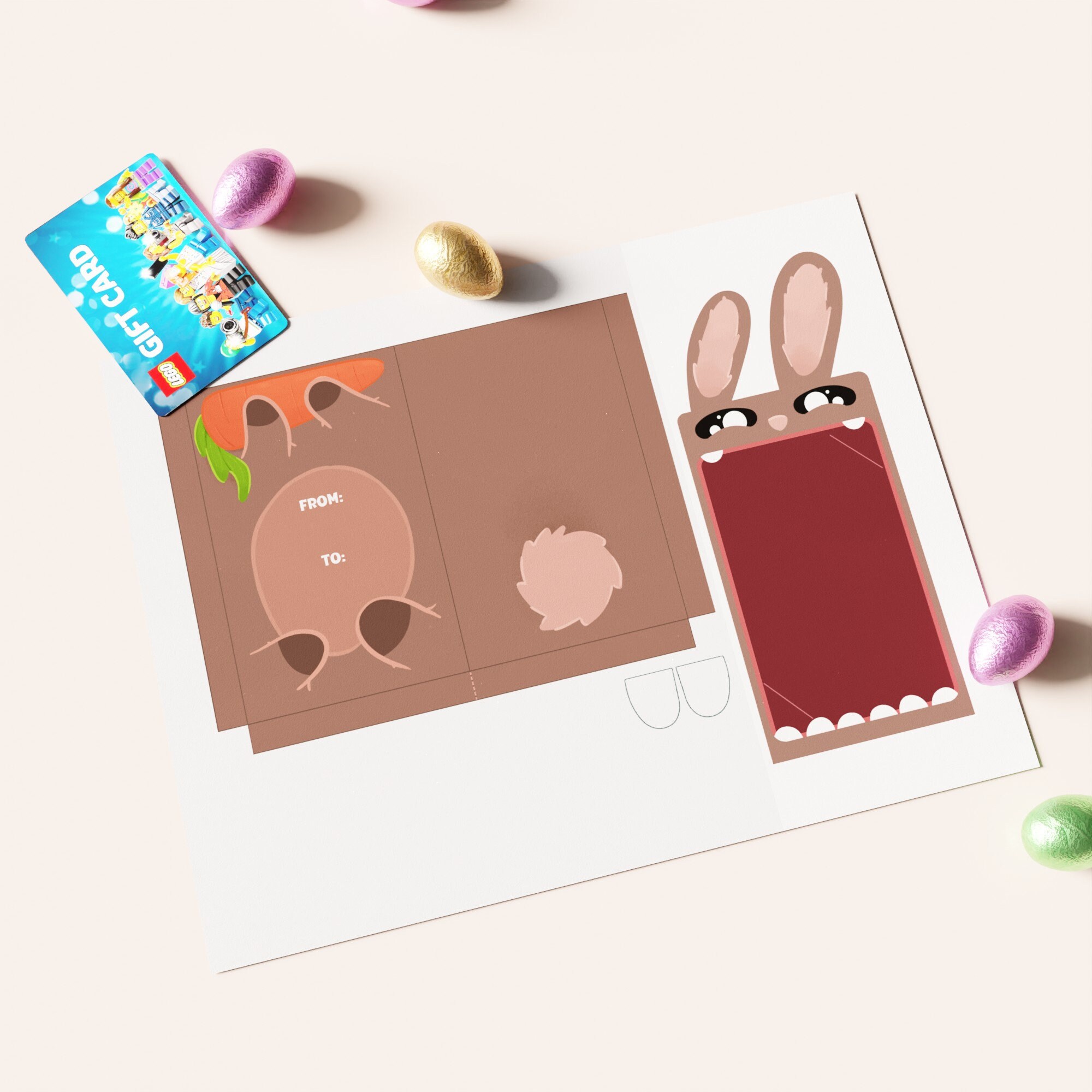 Easter Bunny Gift Card Holder Printable Foldable Card With Sweet Easter ...