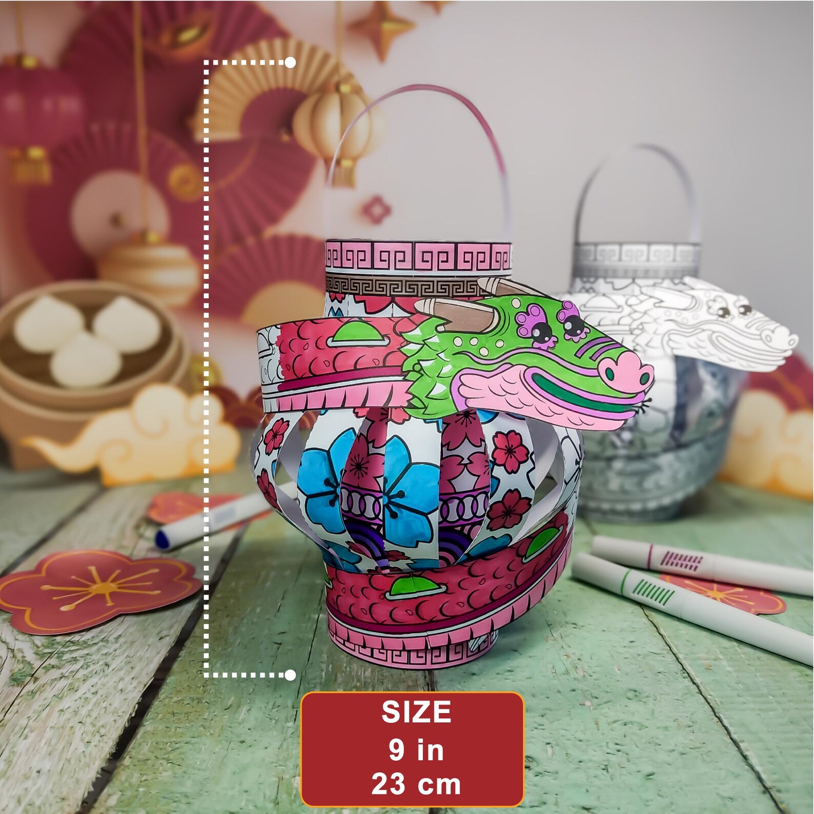 Coloring Chinese New Year Paper Lantern Craft Kit, Printable DIY ...