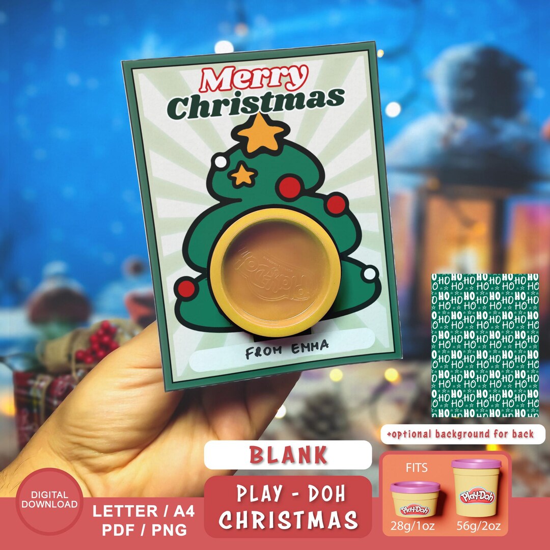 Blank Christmas Play-doh Holder, Cute Christmas Tree, Girl and Boy Xmas ...