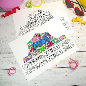 Coloring DIY Kids New Year's Eve Party Hat Printable Craft for ...
