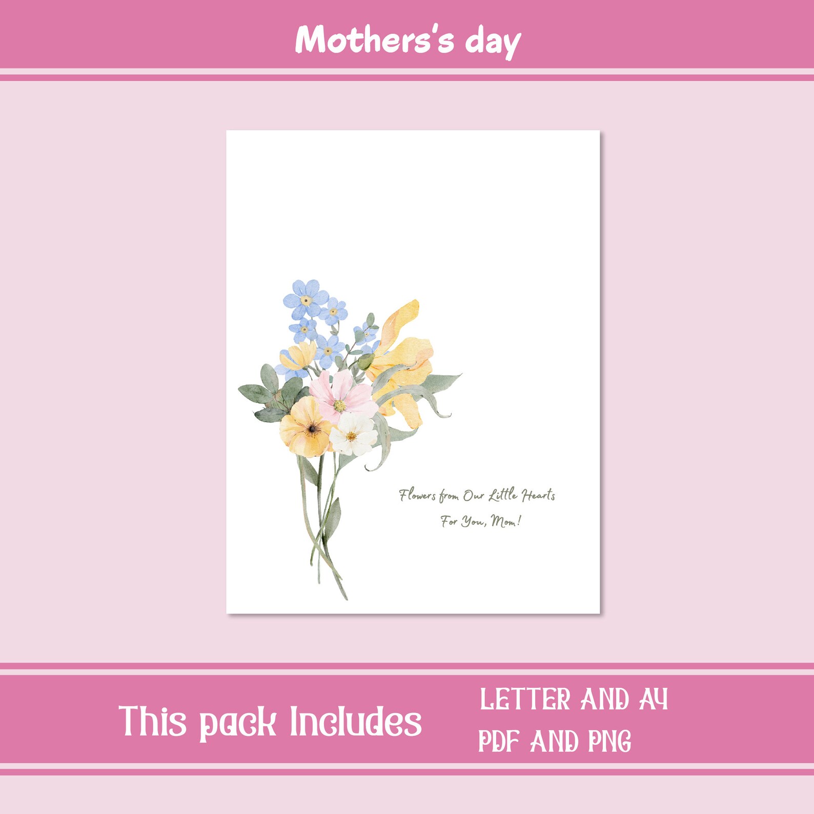 Mother's Day Handprint Art Print Floral Bouquet Keepsake for Mom ...