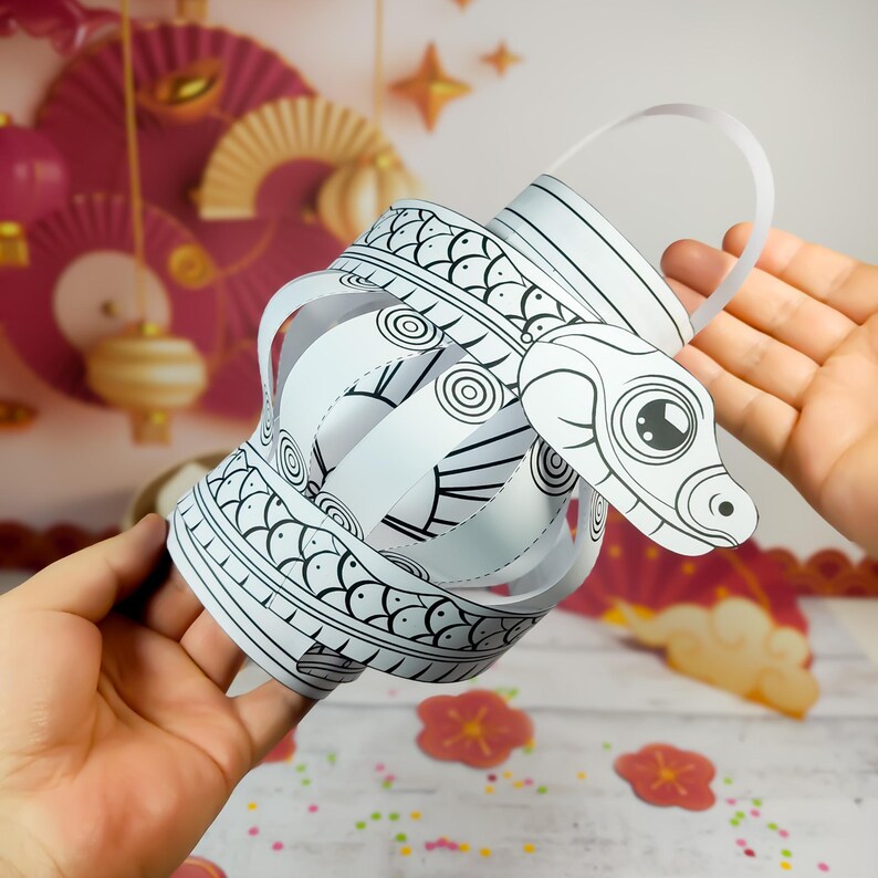 Coloring Chinese New Year Paper Lantern Craft Kit, Printable DIY ...