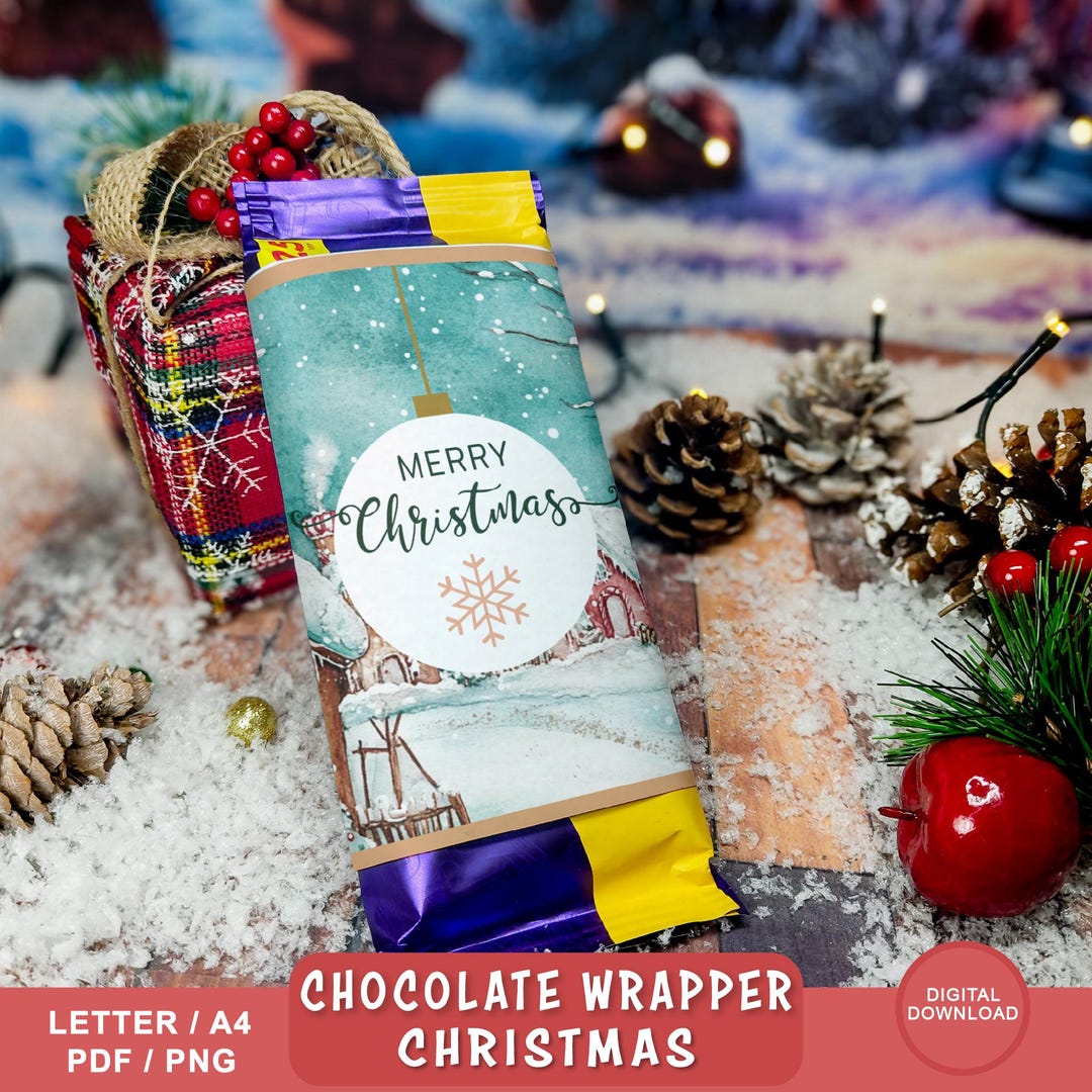 Printable Christmas Chocolate Wrappers, Xmas Watercolor, Classroom ...