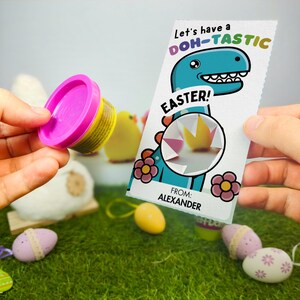 Easter Play-doh Holder Card, Cute Dinosaur, Non-candy Classroom Gift ...