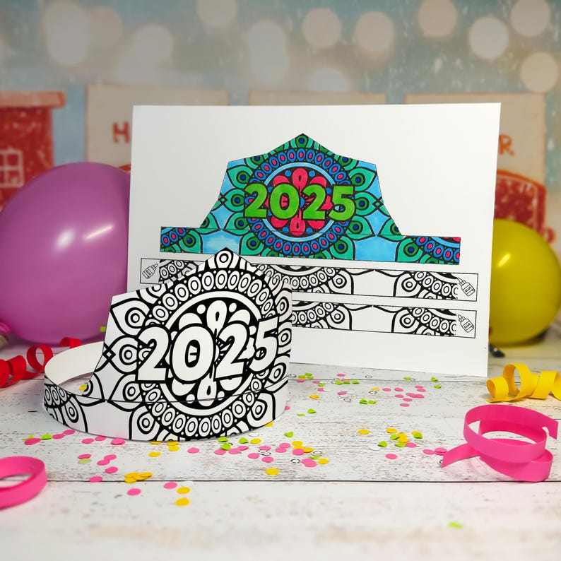 Coloring DIY Kids New Year's Eve Party Hat Printable Craft for ...