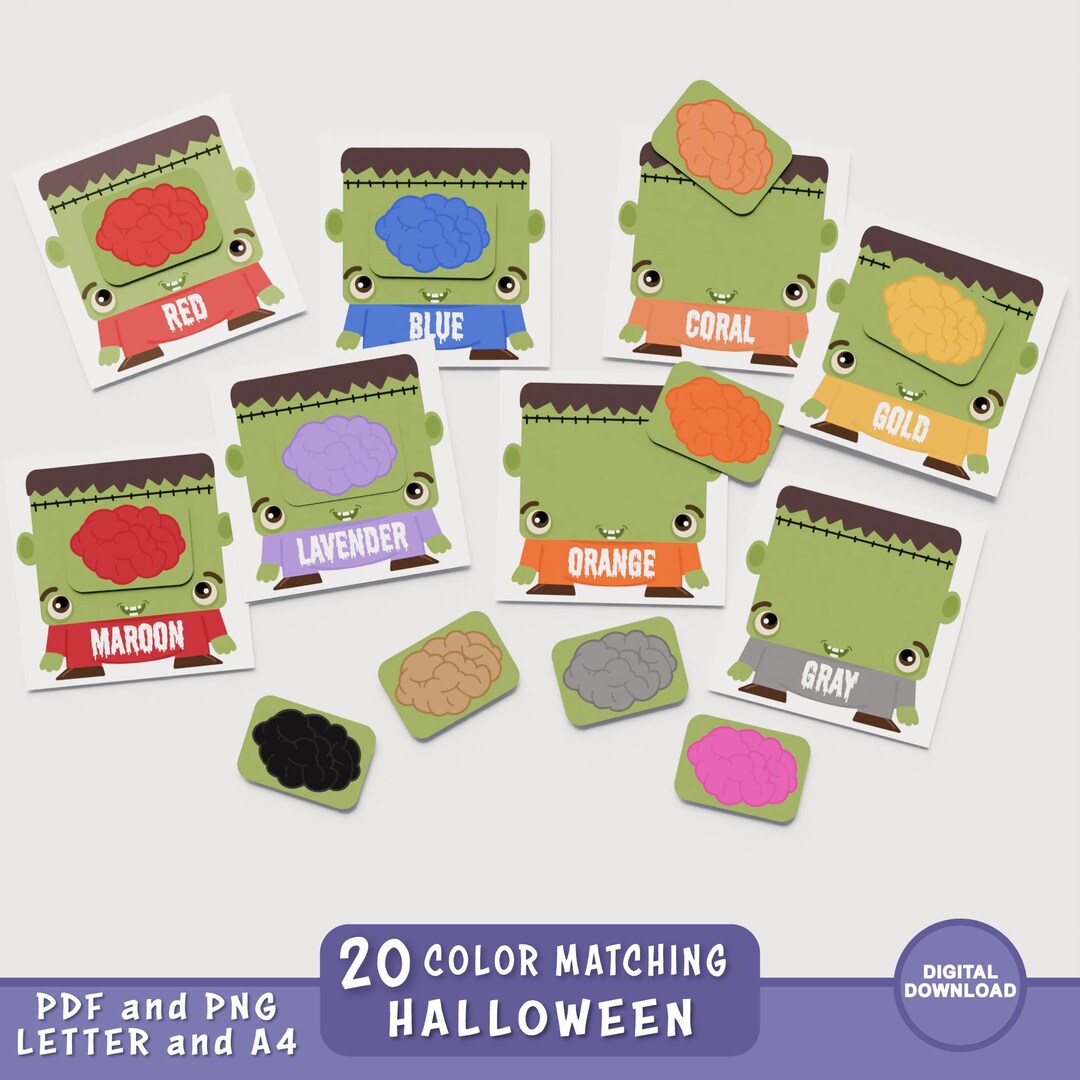 Halloween Color Matching Worksheet Learning Colors With Frankie ...