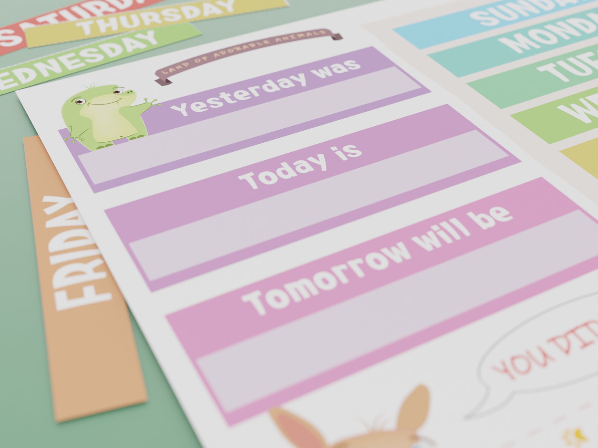 Days of the Week Flashcards Printable, Days of the Week, Mix and Match ...