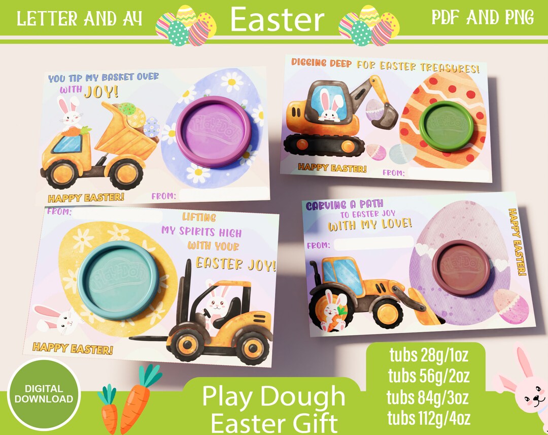 Play-doh and Truck Themed Easter Cards Construction Truck Easter Fun ...