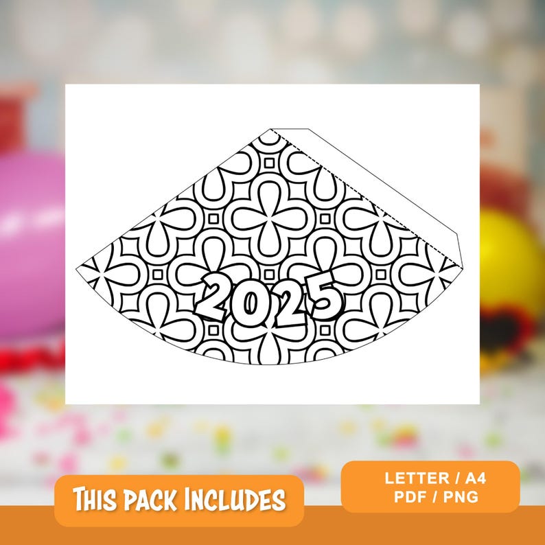 Coloring DIY Kids New Year's Eve Party Hat Printable Craft for ...