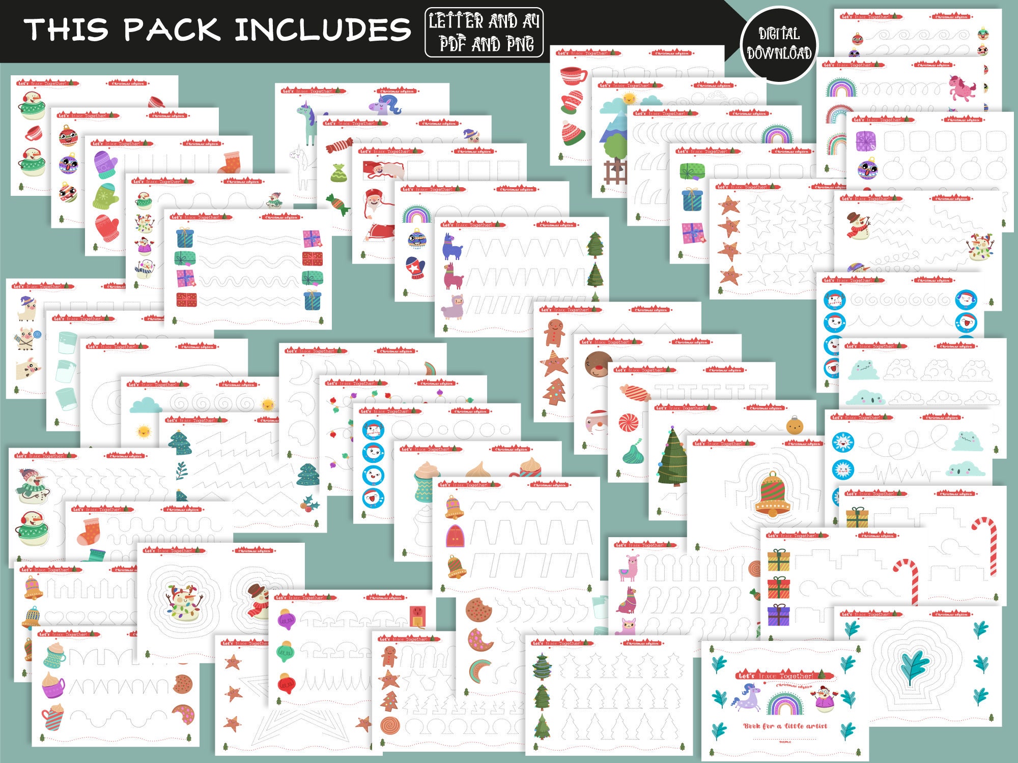 Enhance Pre-writing Skills With 50 Christmas Themed Tracing Worksheets ...