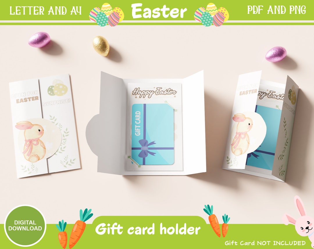 Easter Bunny Gift Card Holder - Printable Foldable Card With Sweet ...