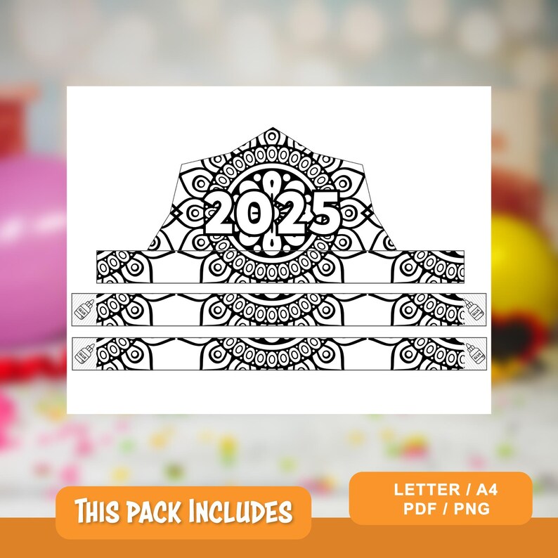 Coloring DIY Kids New Year's Eve Party Hat Printable Craft for ...
