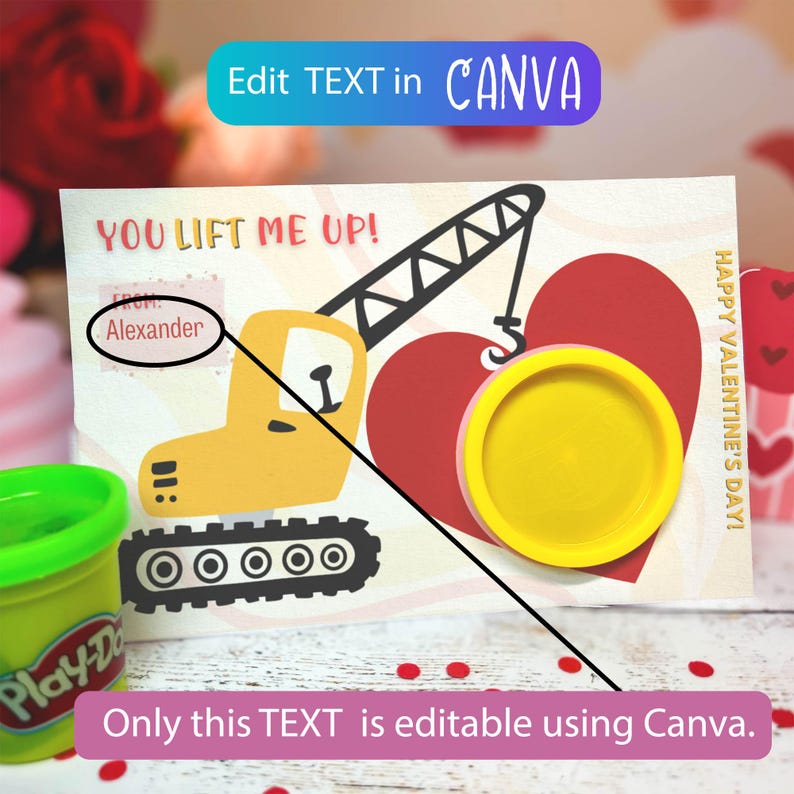 Editable Play-doh Truck Valentine's Holder, Non-candy Classroom Gift ...