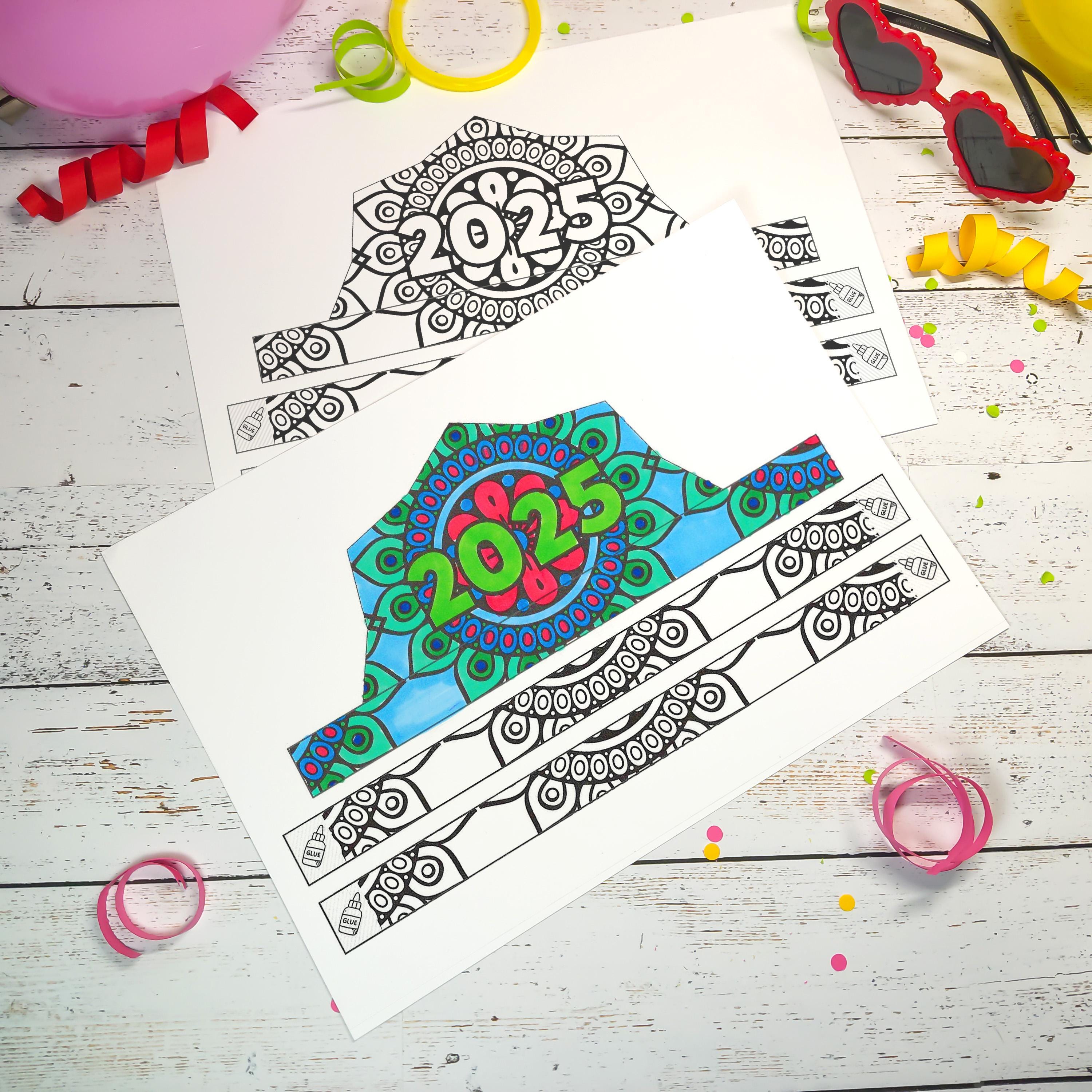 Coloring DIY Kids New Year's Eve Party Hat Printable Craft for ...