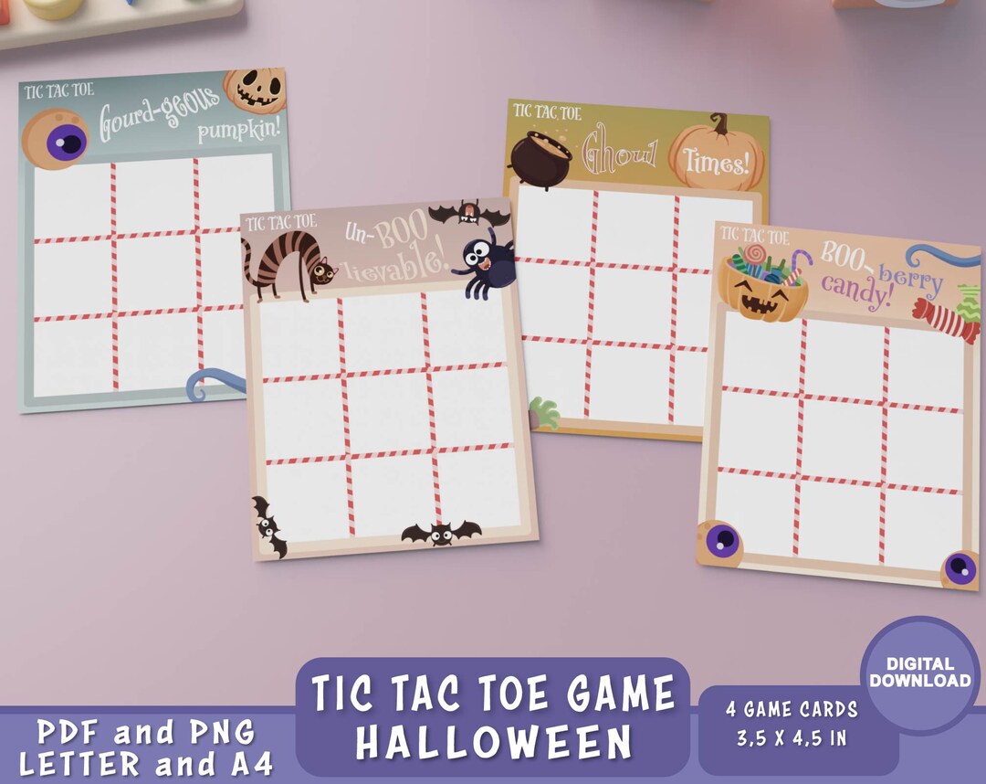 Halloween Tic Tac Toe Printable Game Witches' Toe Edition Party & Trick ...