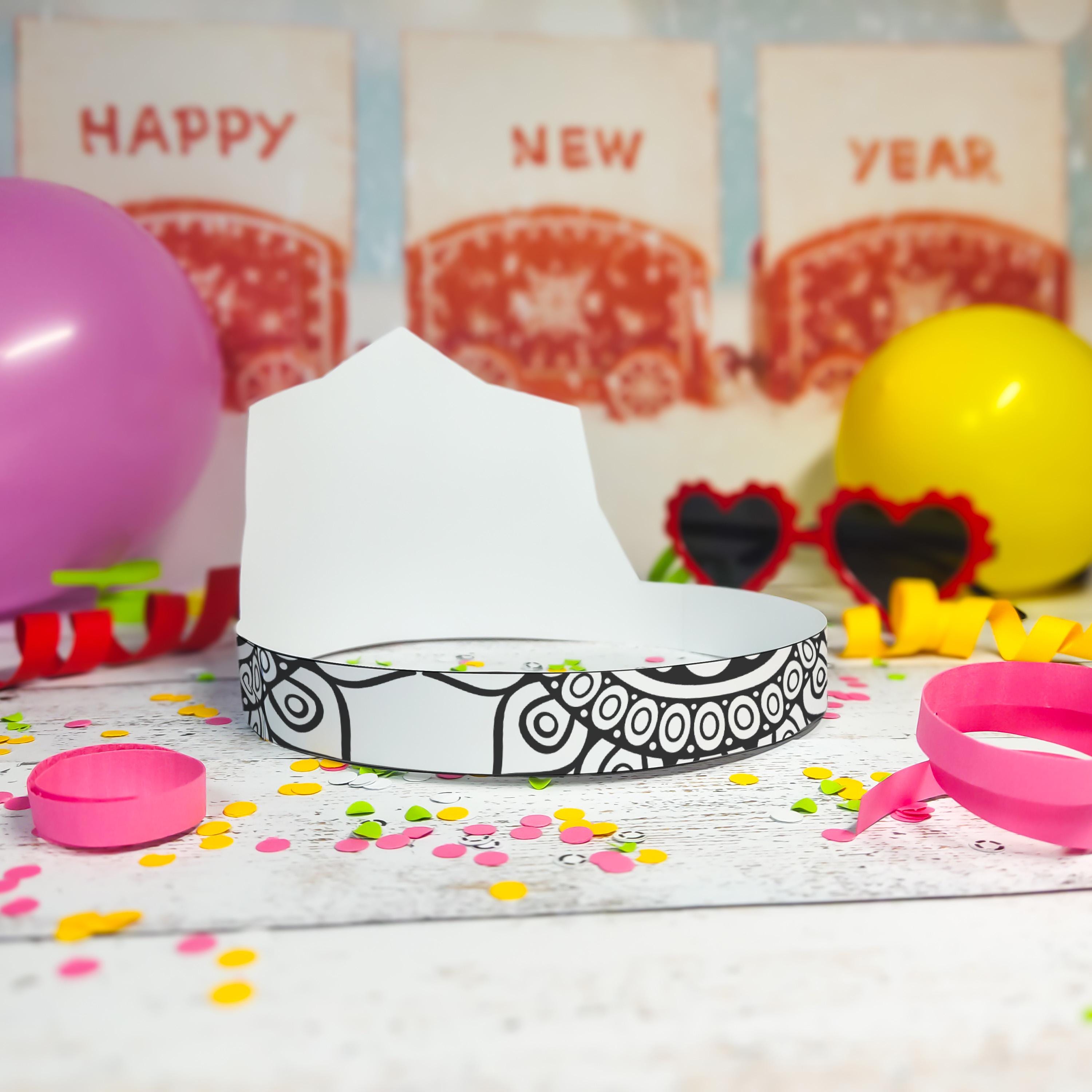Coloring DIY Kids New Year's Eve Party Hat Printable Craft for ...