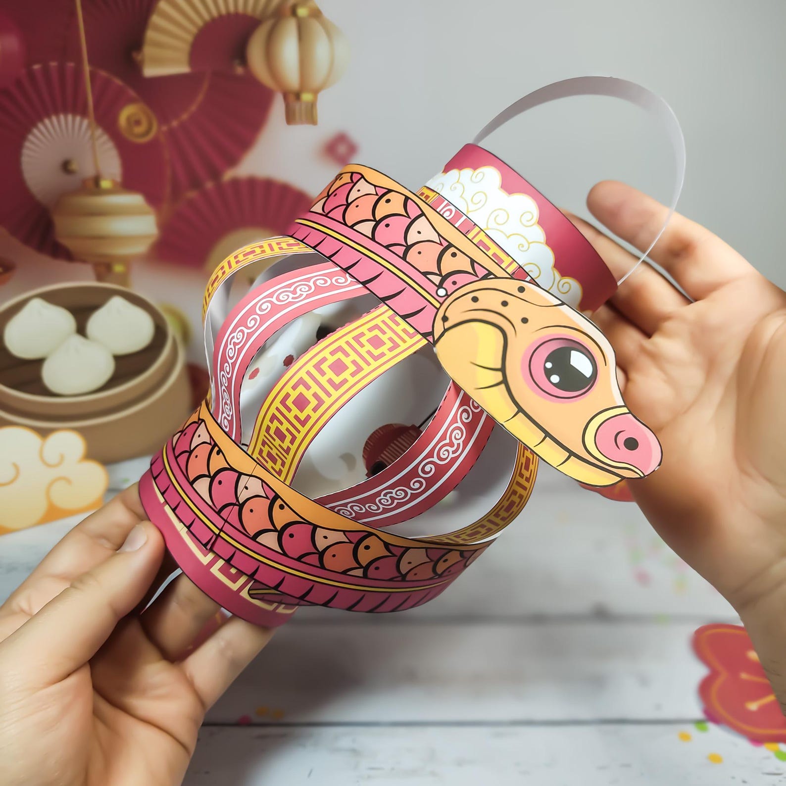 Printable Chinese New Year Paper Lantern Craft Kit, DIY Lantern for ...