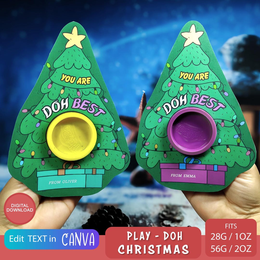 Christmas Play-doh Holder, Printable Christmas Tree Favor (digital ...