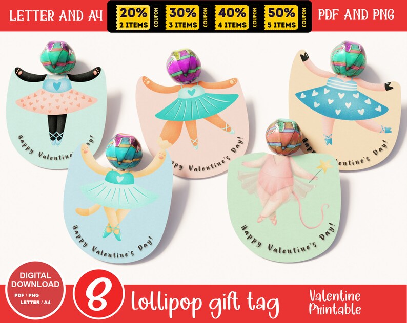 Lollipop Valentine Tags for Kids' Classroom, Delightful DIY Printable ...