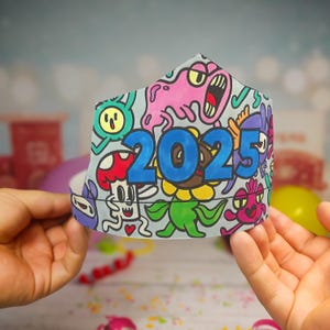 Coloring DIY Kids New Year's Eve Party Hat Printable Craft for ...